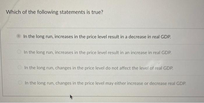 Solved Which of the following statements is true? In the | Chegg.com