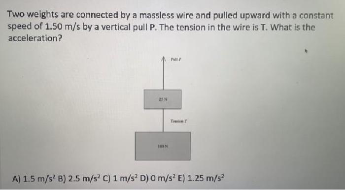 Solved Two weights are connected by a massless wire and | Chegg.com