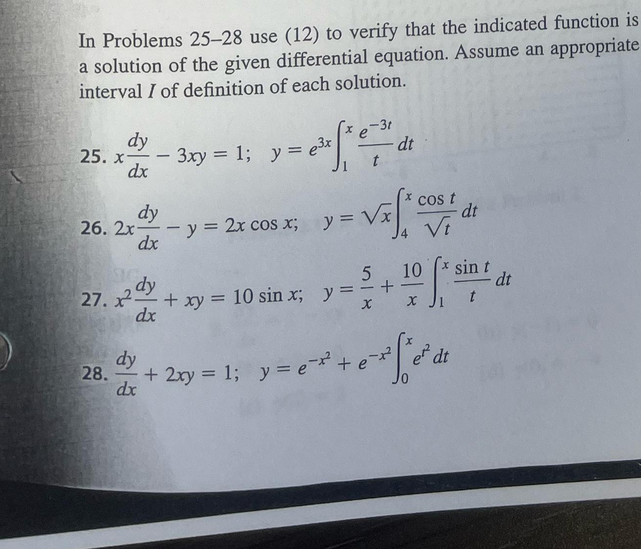 Solved In Problems 25-28 ﻿use (12) ﻿to verify that the | Chegg.com