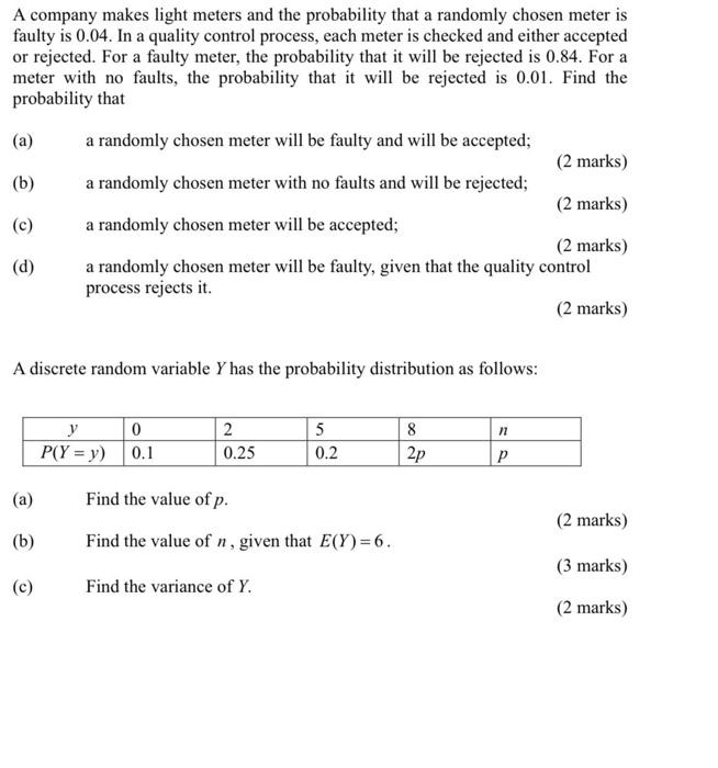 Solved A company makes light meters and the probability that | Chegg.com