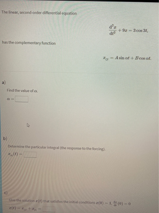 Solved The linear, second-order differential equation d²a | Chegg.com