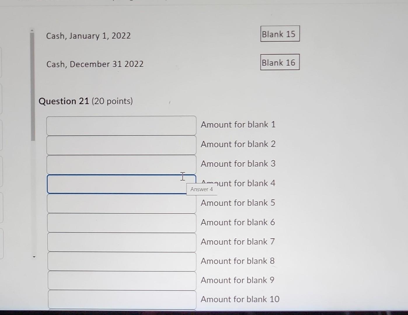 Solved Based on the financial information below, fill in the | Chegg.com