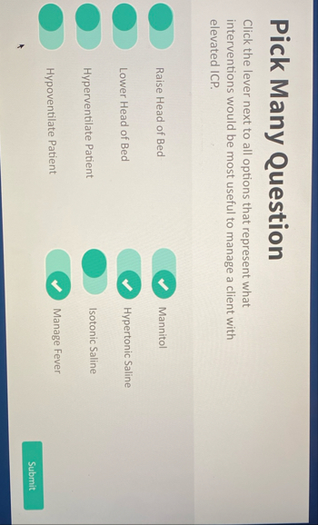 Solved Pick Many QuestionClick the lever next to all options | Chegg.com