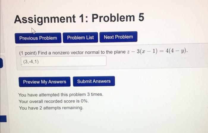 Solved Assignment 1: Problem 5 Previous Problem Problem List | Chegg.com
