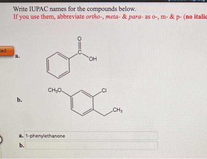 Solved Write IUPAC names for the compounds below. If you use | Chegg.com