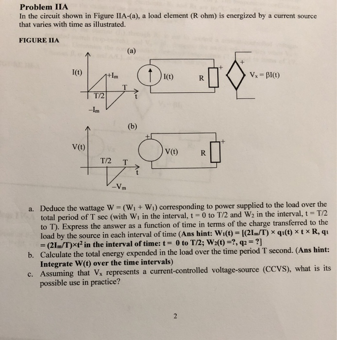 Solved Problem IIA In the circuit shown in Figure IIA-(a), a | Chegg.com