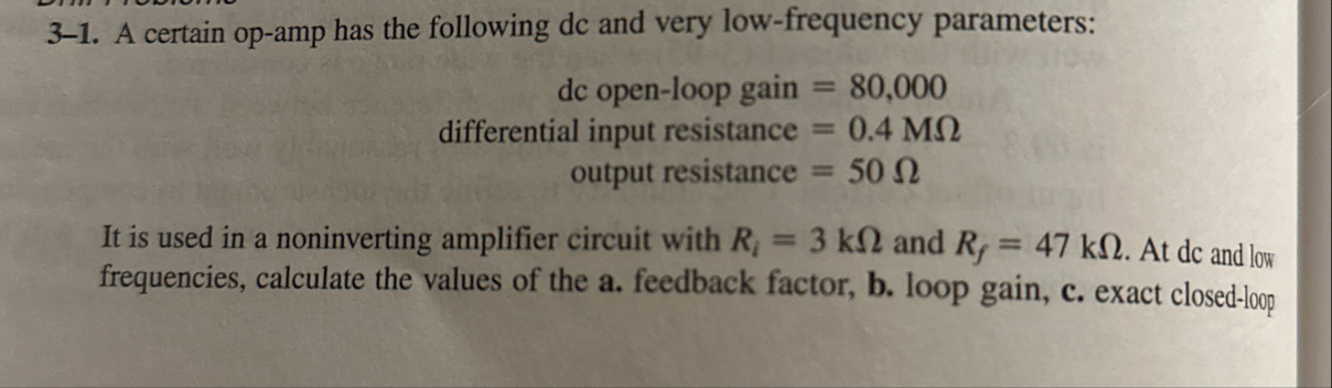 Solved 3-1. ﻿A certain op-amp has the following dc and very | Chegg.com