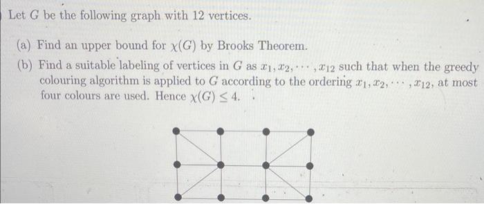 Solved Let G be the following graph with 12 vertices. (a) | Chegg.com