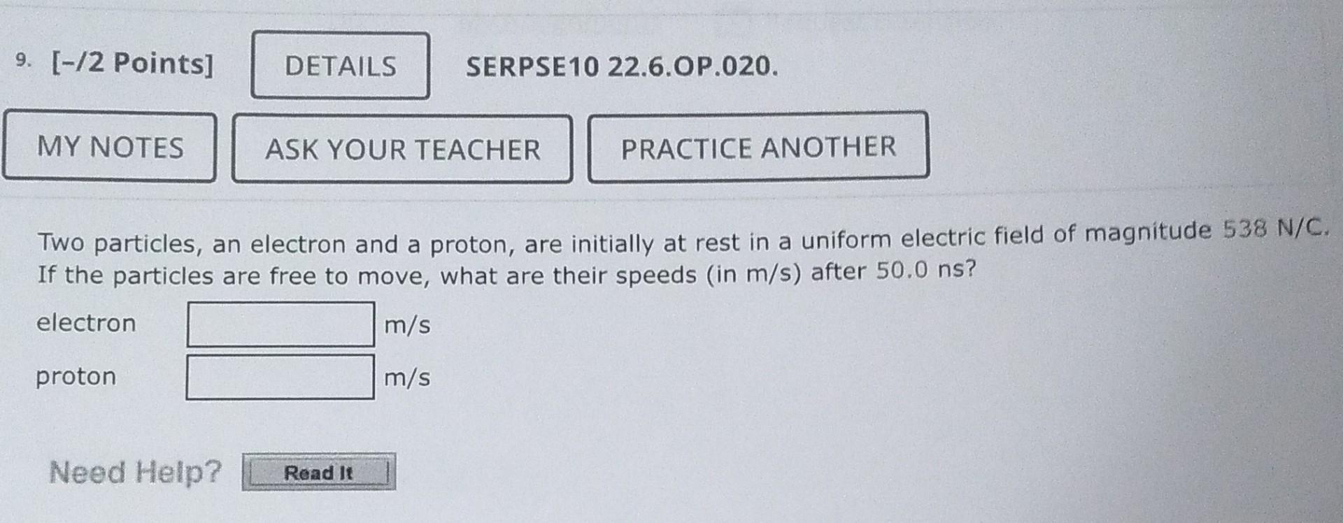 Solved Two particles, an electron and a proton, are | Chegg.com