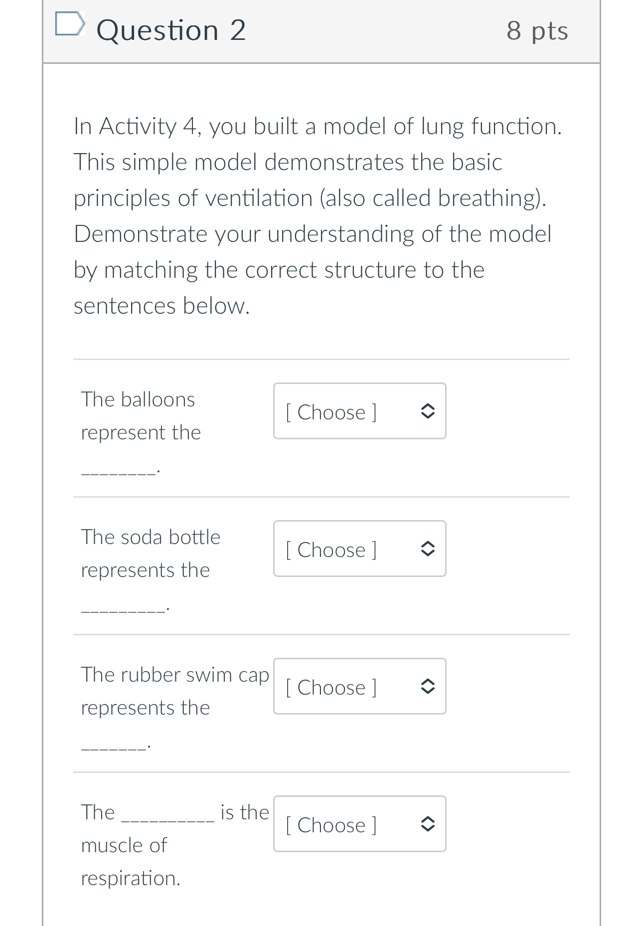 Solved Question 28 ﻿ptsIn Activity 4, ﻿you built a model of | Chegg.com
