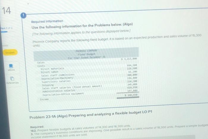 Solved Required informetion Use the following information | Chegg.com