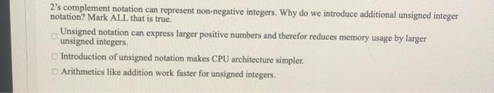 Solved 2's complement notation can represent non-negative | Chegg.com