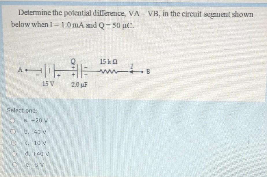 Solved Determine the potential difference, VA-VB, in the | Chegg.com