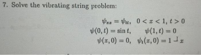 Solved 7. Solve the vibrating string problem: | Chegg.com