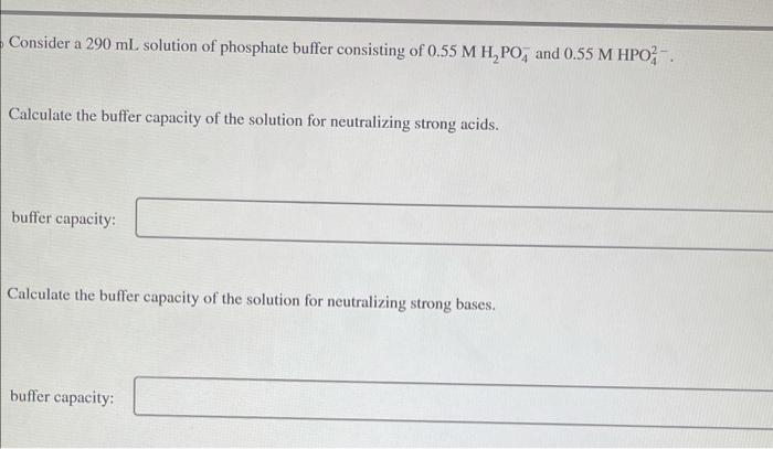 Solved Consider a 290 mL solution of phosphate buffer | Chegg.com