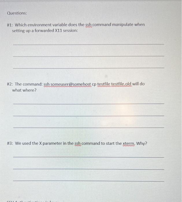 Solved \#1: Which environment variable does the ssh command | Chegg.com