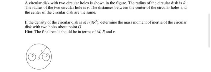 Solved A circular disk with two circular holes is shown in | Chegg.com