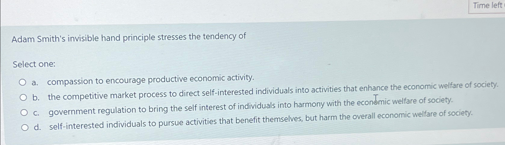 Solved Time leftAdam Smith's invisible hand principle | Chegg.com