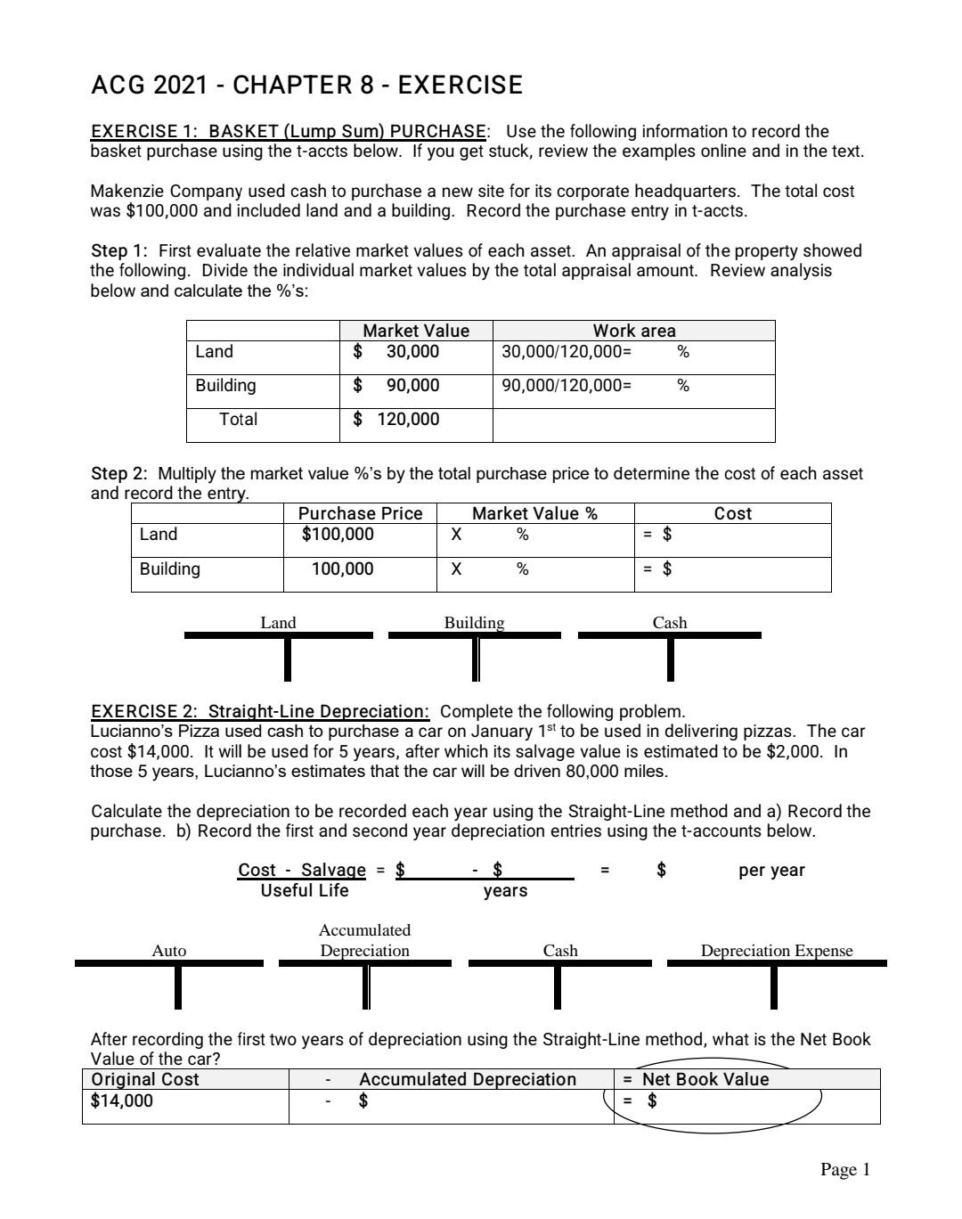 Solved EXERCISE 1: BASKET (Lump Sum) PURCHASE: Use the | Chegg.com