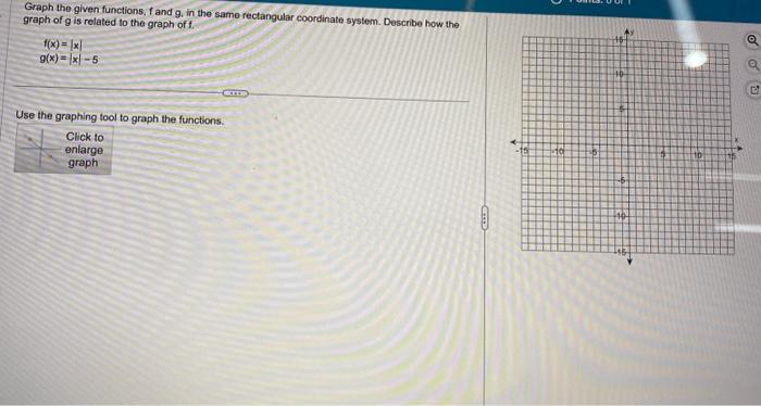 Solved Graph the given functions, f and g, in the same | Chegg.com