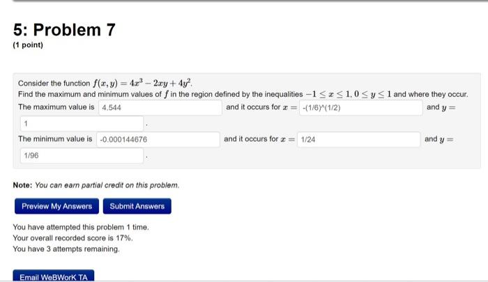 Consider the function f(x,y)=4x3−2xy+4y2. Find the | Chegg.com