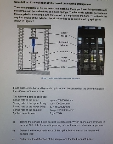 Solved Calculation of the cylinder stroke based on a spring | Chegg.com
