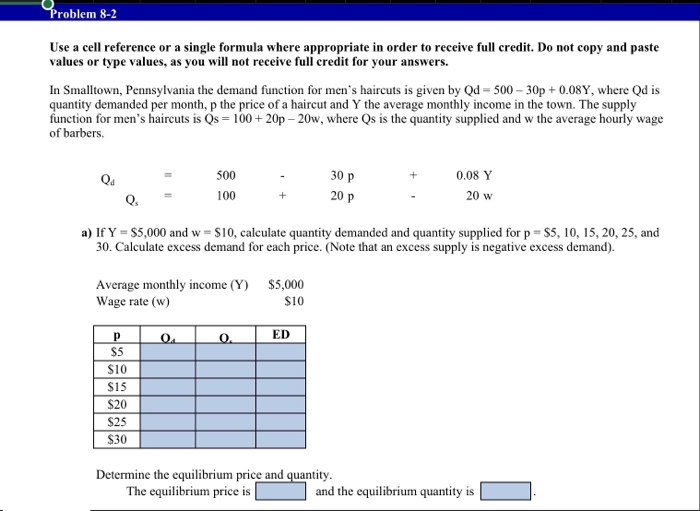 Solved Problem 8-2 Use a cell reference or a single formula | Chegg.com