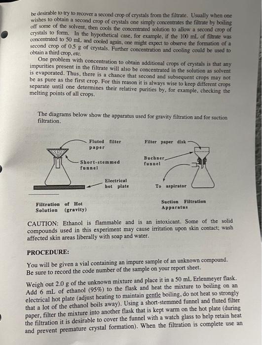 Solved Experiment 3: RECRYSTALLIZATION INTRODUCTION: The | Chegg.com