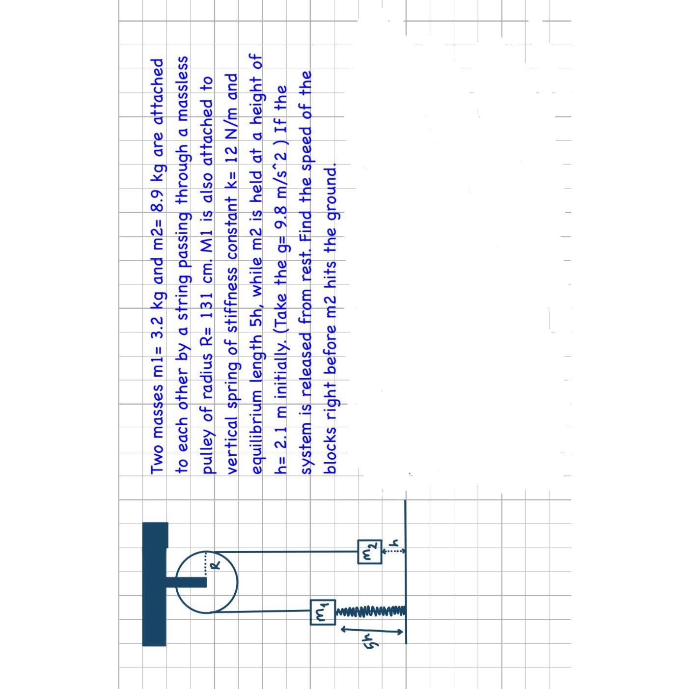 Solved 10 ﻿masses ml=3.2kg ﻿and m2=8.9kg ﻿are attached each | Chegg.com