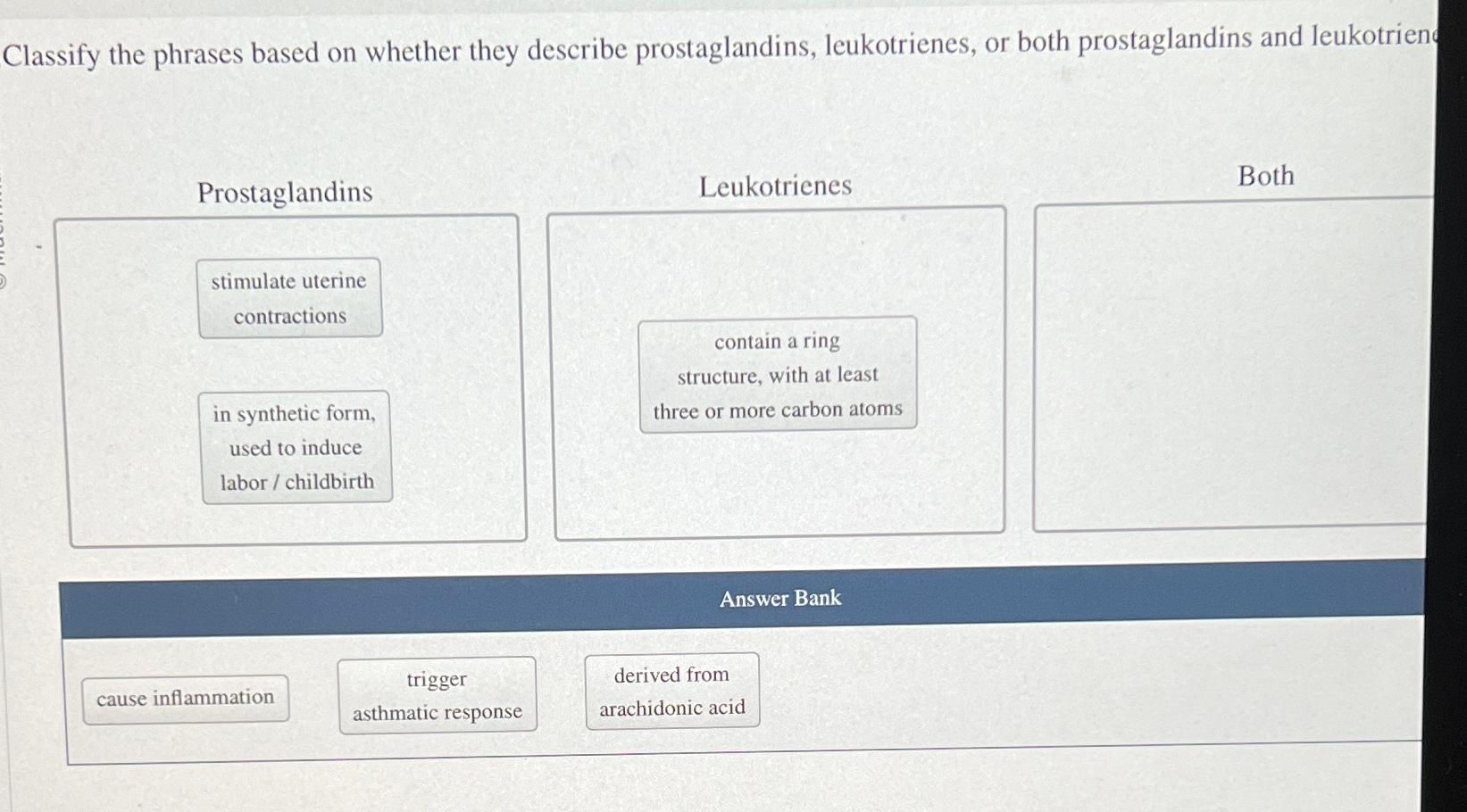 Solved Classify the phrases based on whether they describe | Chegg.com