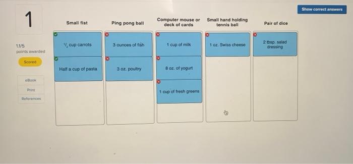 Solved Show correct answers 1 Small fist Ping pong ball | Chegg.com