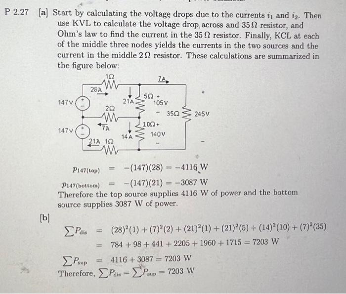 Solved [a] Start by calculating the voltage drops due to the | Chegg.com