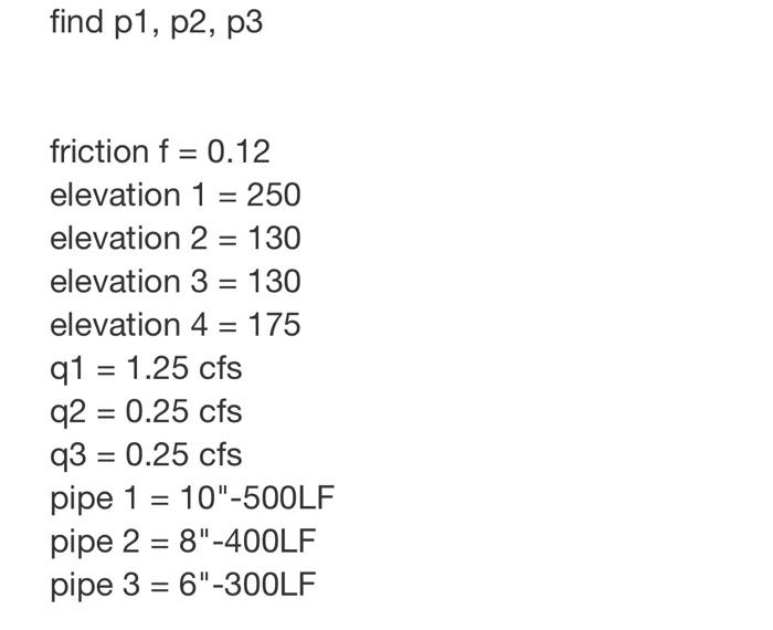 Solved WATERVILLE MUNICIPAL W.S.find p1,p2,p3 friction | Chegg.com