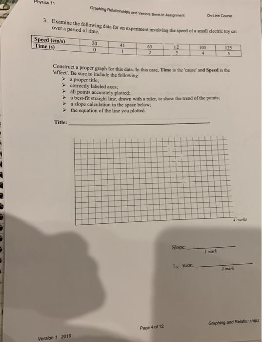 Solved Physics 11 Online Coune Graphing Relationships and | Chegg.com