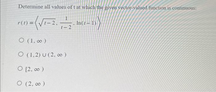 Solved Determine all values of t at which the given | Chegg.com