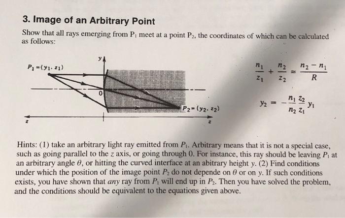 Solved 3. Image of an Arbitrary Point Show that all rays | Chegg.com