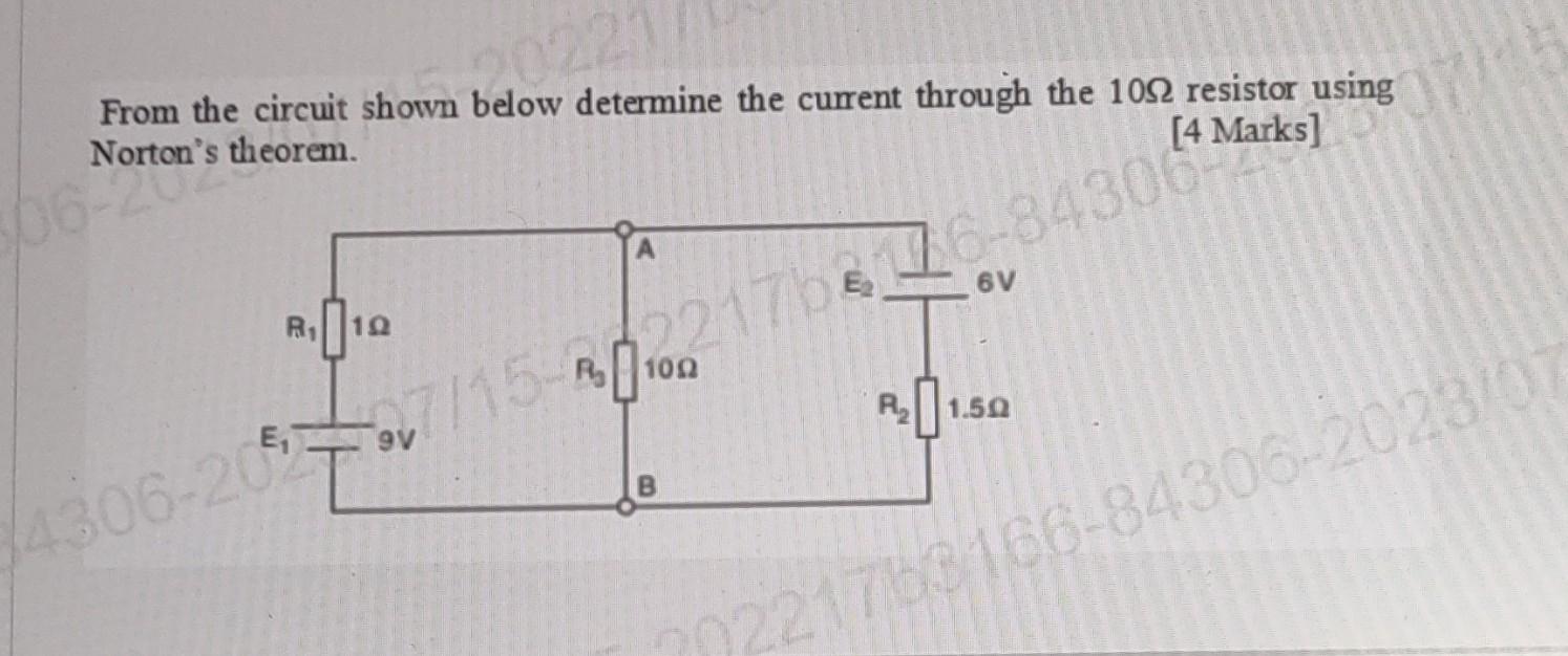 Solved From The Circuit Shown Below Determine The Current