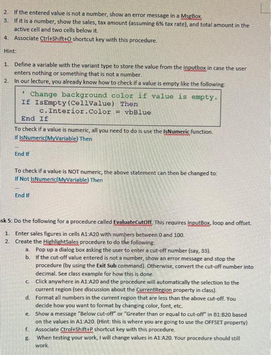Solved In this assignment, you will practice many VBA | Chegg.com