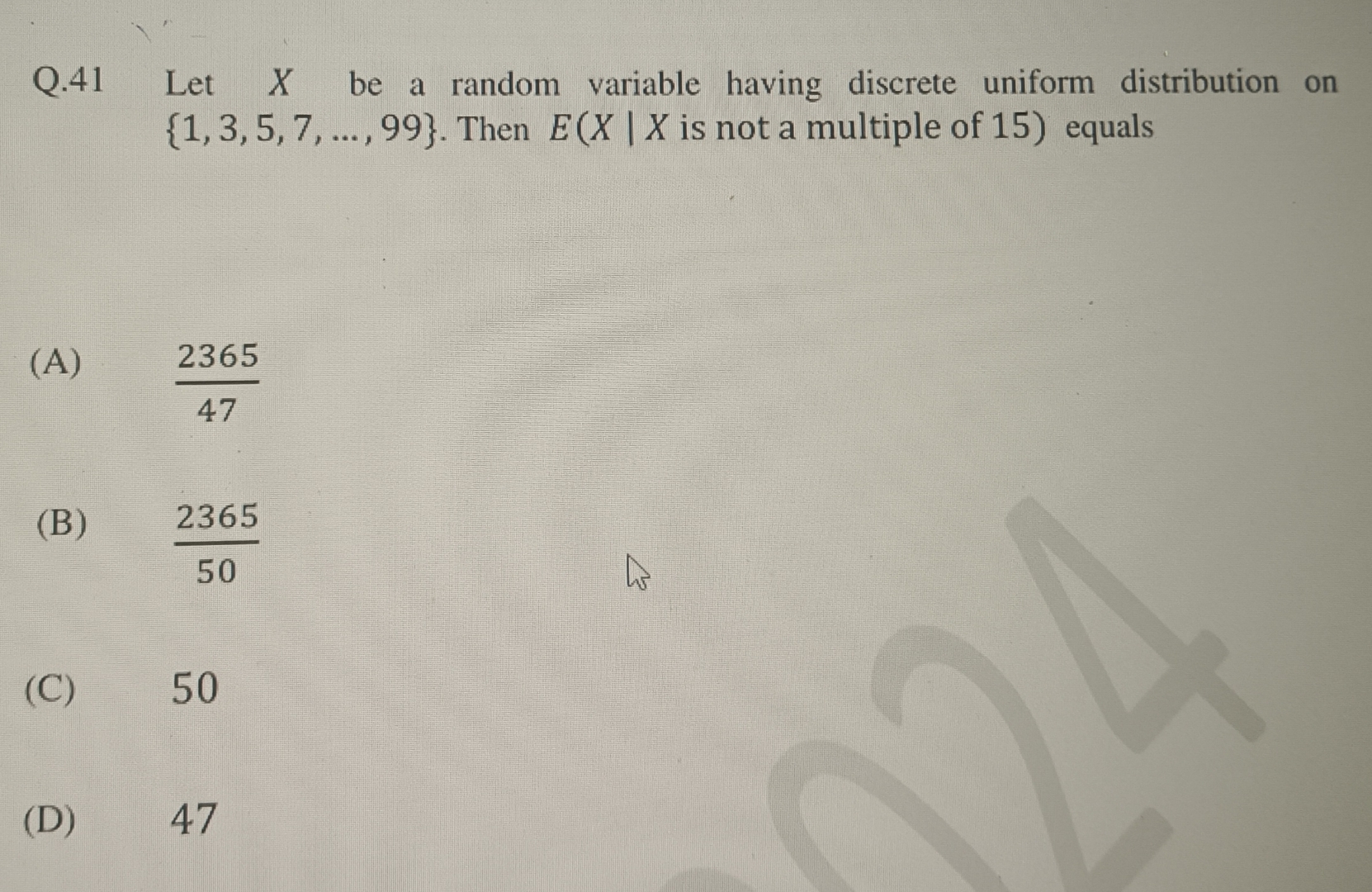 Solved Q. 41 ﻿Let x ﻿be a random variable having discrete | Chegg.com