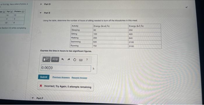 Solved Part D Part E Ving the table, determine the number of | Chegg.com