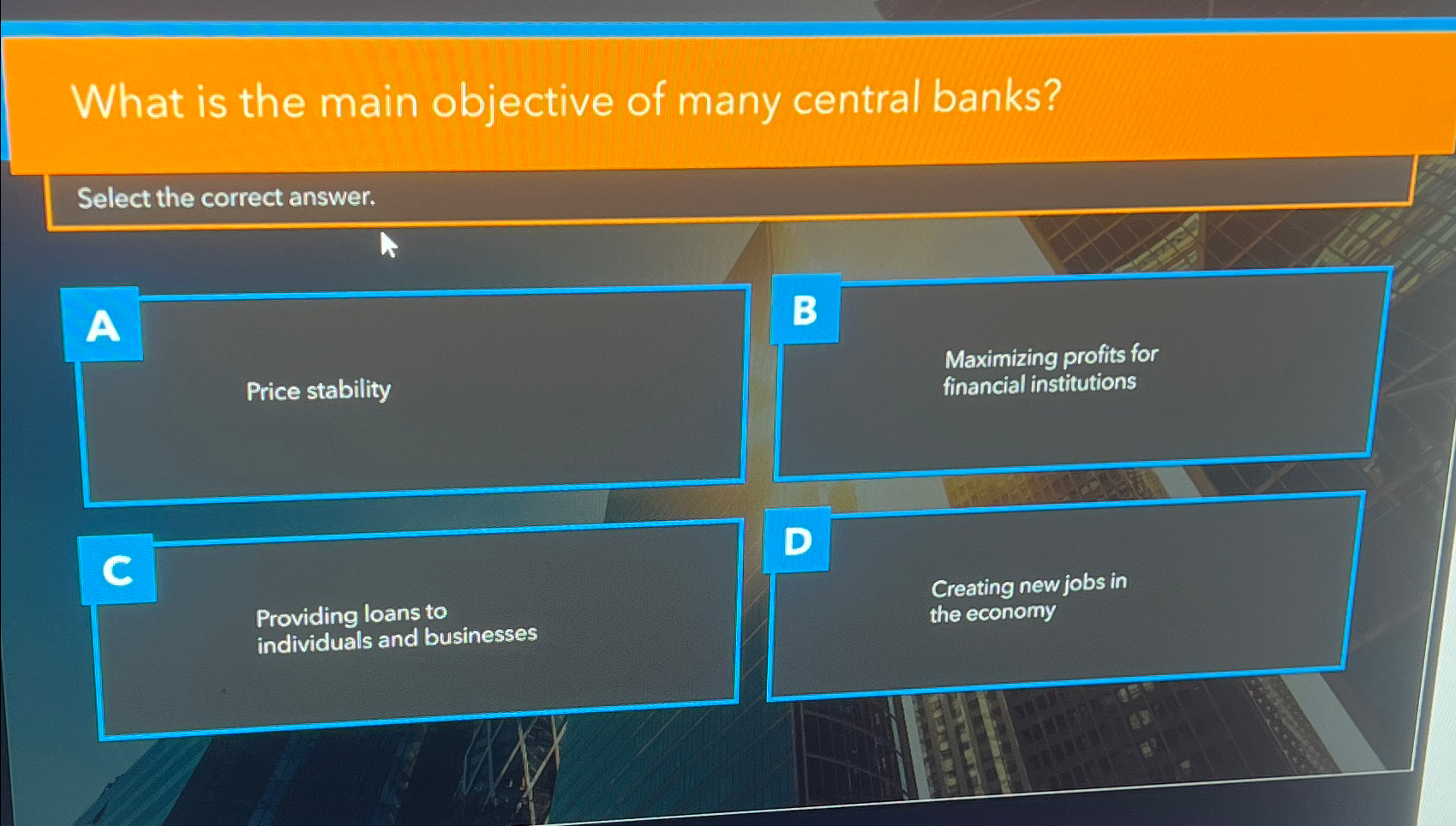 Solved What is the main objective of many central | Chegg.com