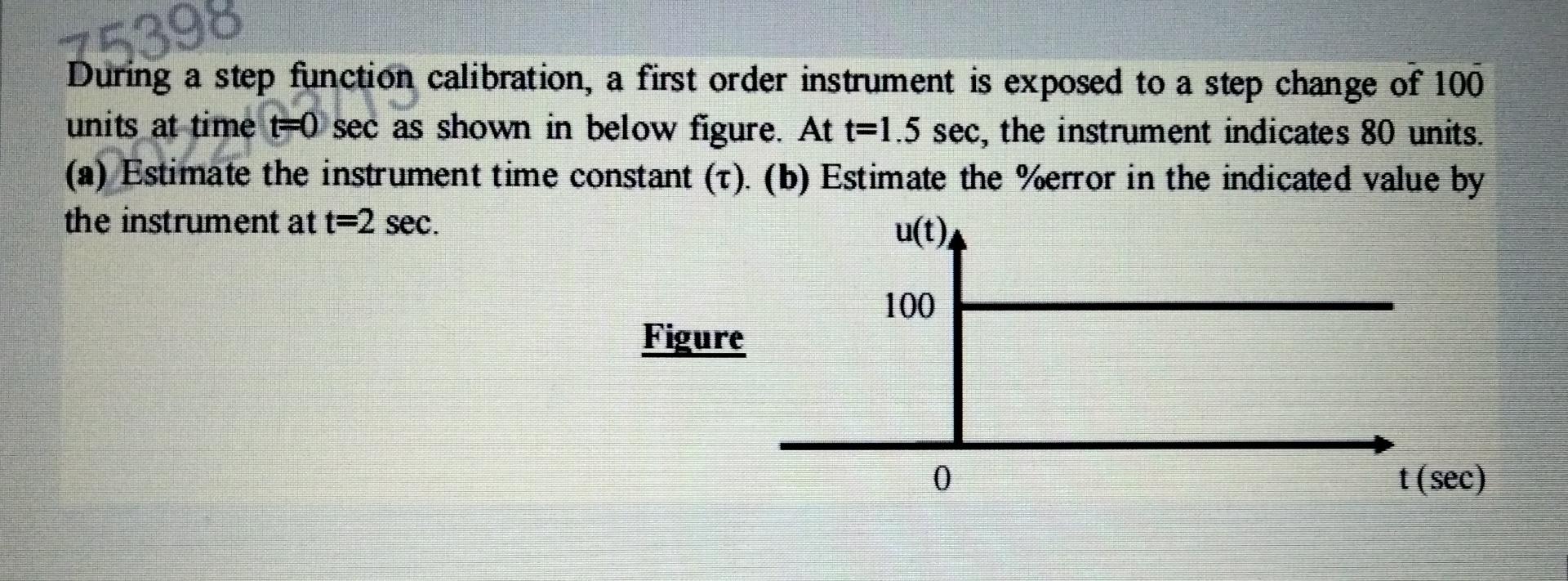 Solved Du5394 During a step function calibration, a first | Chegg.com