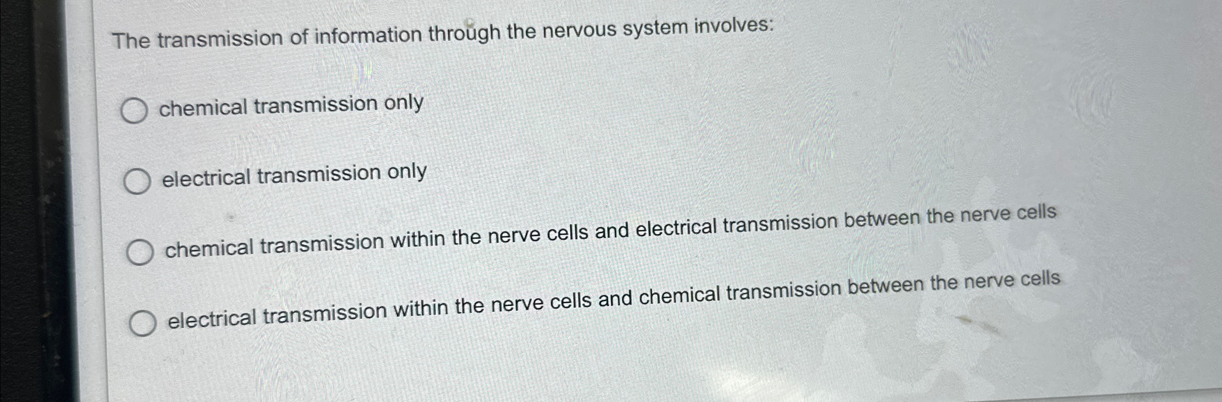 Solved The transmission of information through the nervous | Chegg.com