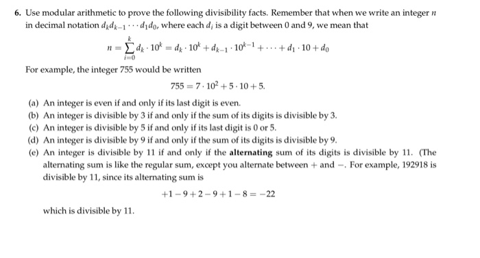 Solved 6. Use modular arithmetic to prove the following | Chegg.com