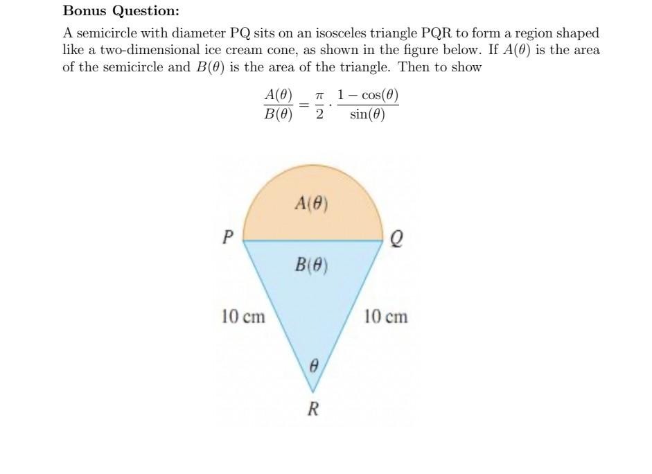 Solved Bonus Question:A semicircle with diameter PQ sits on | Chegg.com