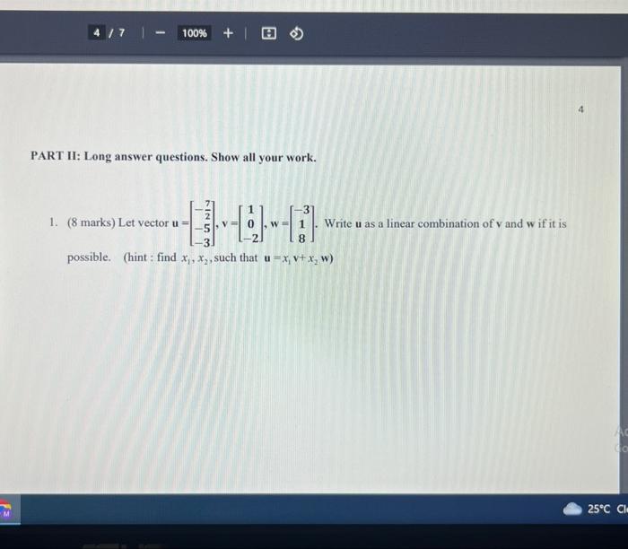 Solved 1. (8 marks) Let vector | Chegg.com