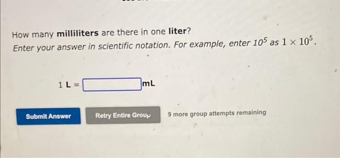 Solved How many liters are there in one deciliter? Enter | Chegg.com