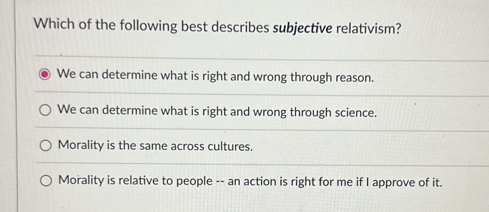 Solved Which of the following best describes subjective | Chegg.com