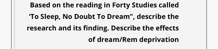 Solved Based on the reading in Forty Studies called 'To | Chegg.com