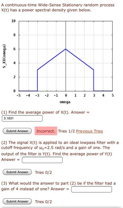 Solved A continuous-time Wide-Sense Stationary random | Chegg.com